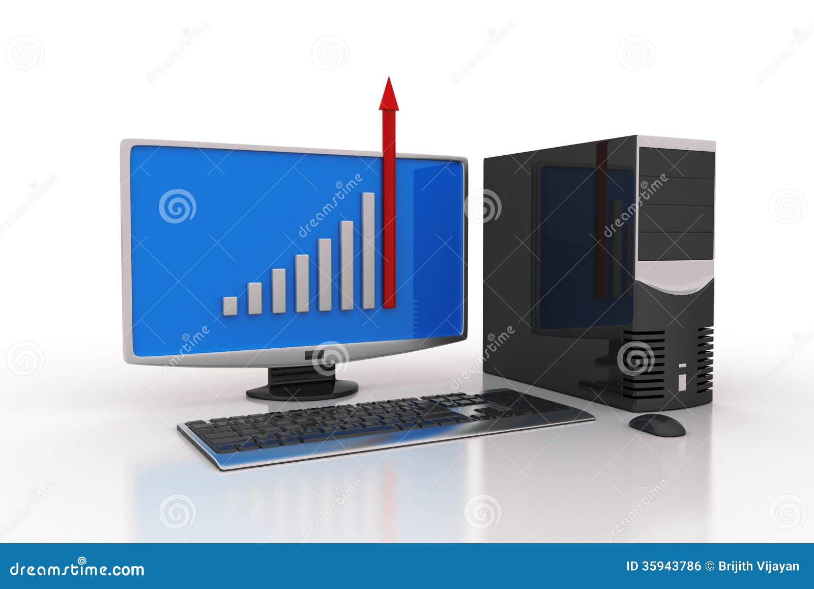 Computer Showing a Finance Graph Stock Illustration - Illustration of ...