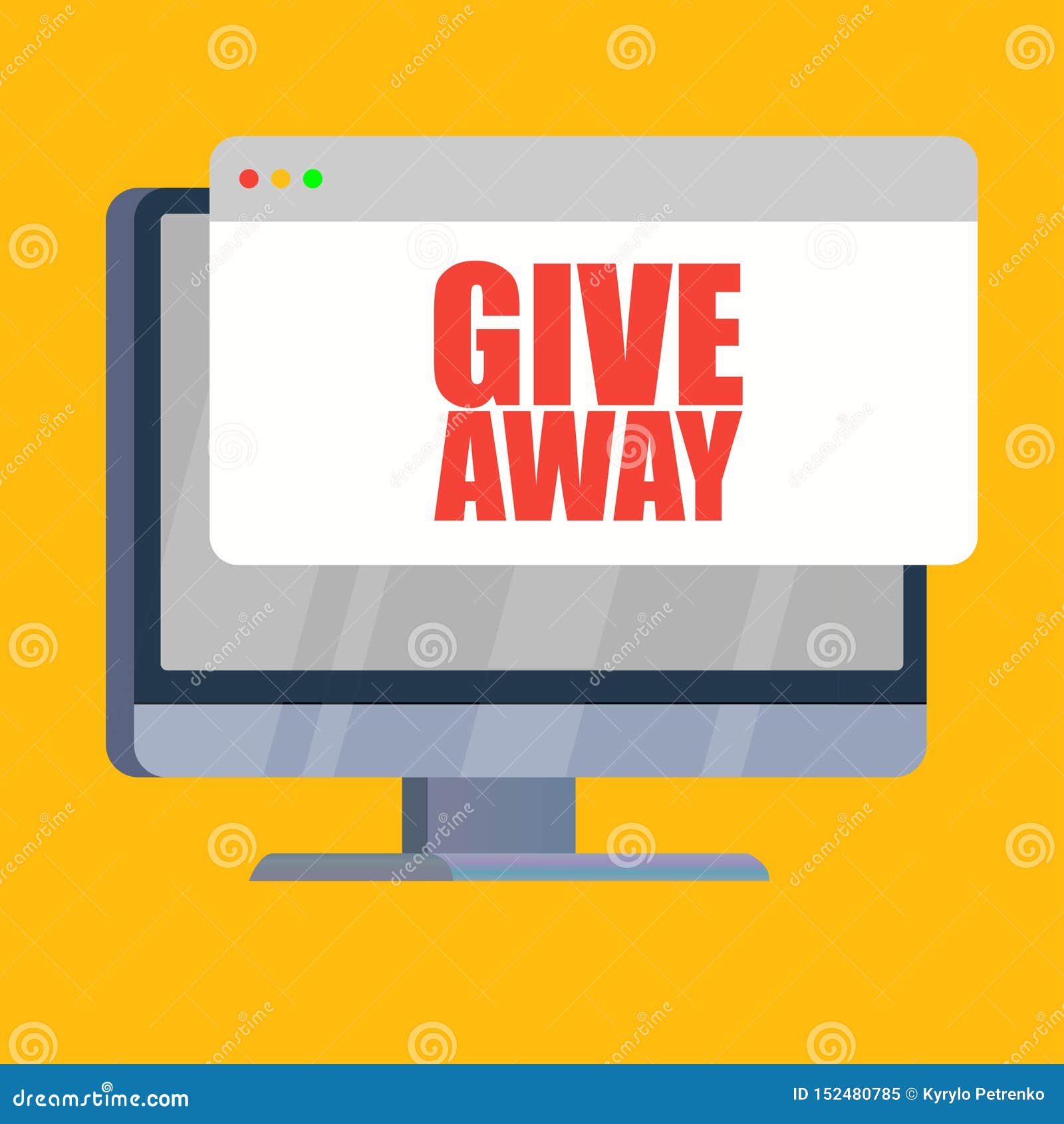 Computer Showing Give Away Announcement Red Words Stock Illustration ...