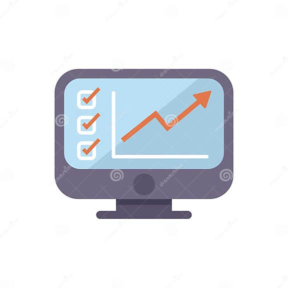 Computer Showing Graph with Increasing Statistics and Check Marks Stock ...