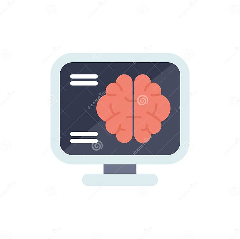 Computer Showing Human Brain on Screen Representing Artificial ...