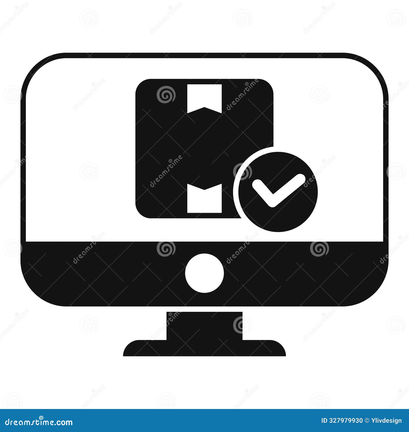 Computer Showing Parcel with Check Mark for Online Order Delivery ...
