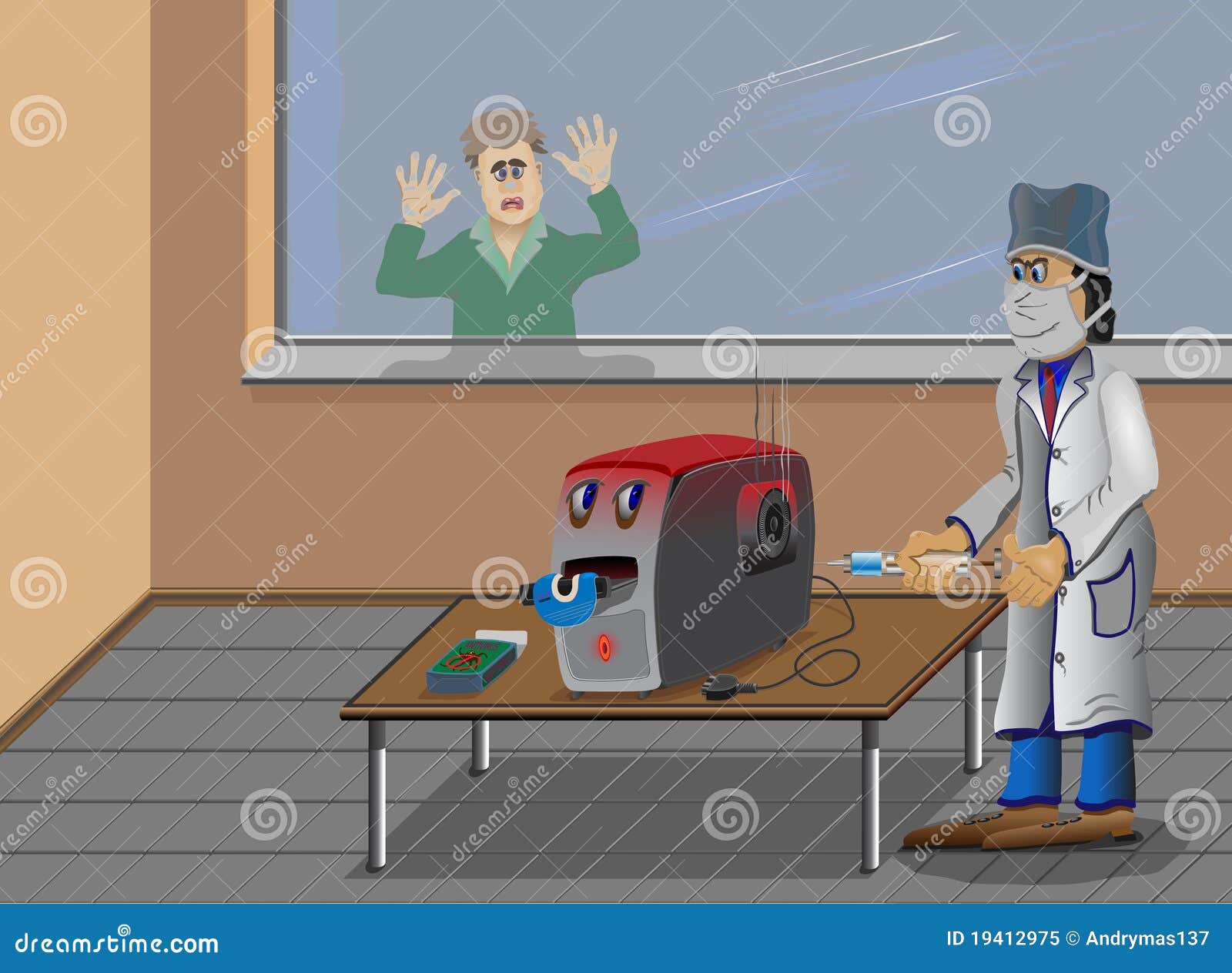 The Computer is Sick, a Doctor Cures. Stock Vector - Illustration of ...