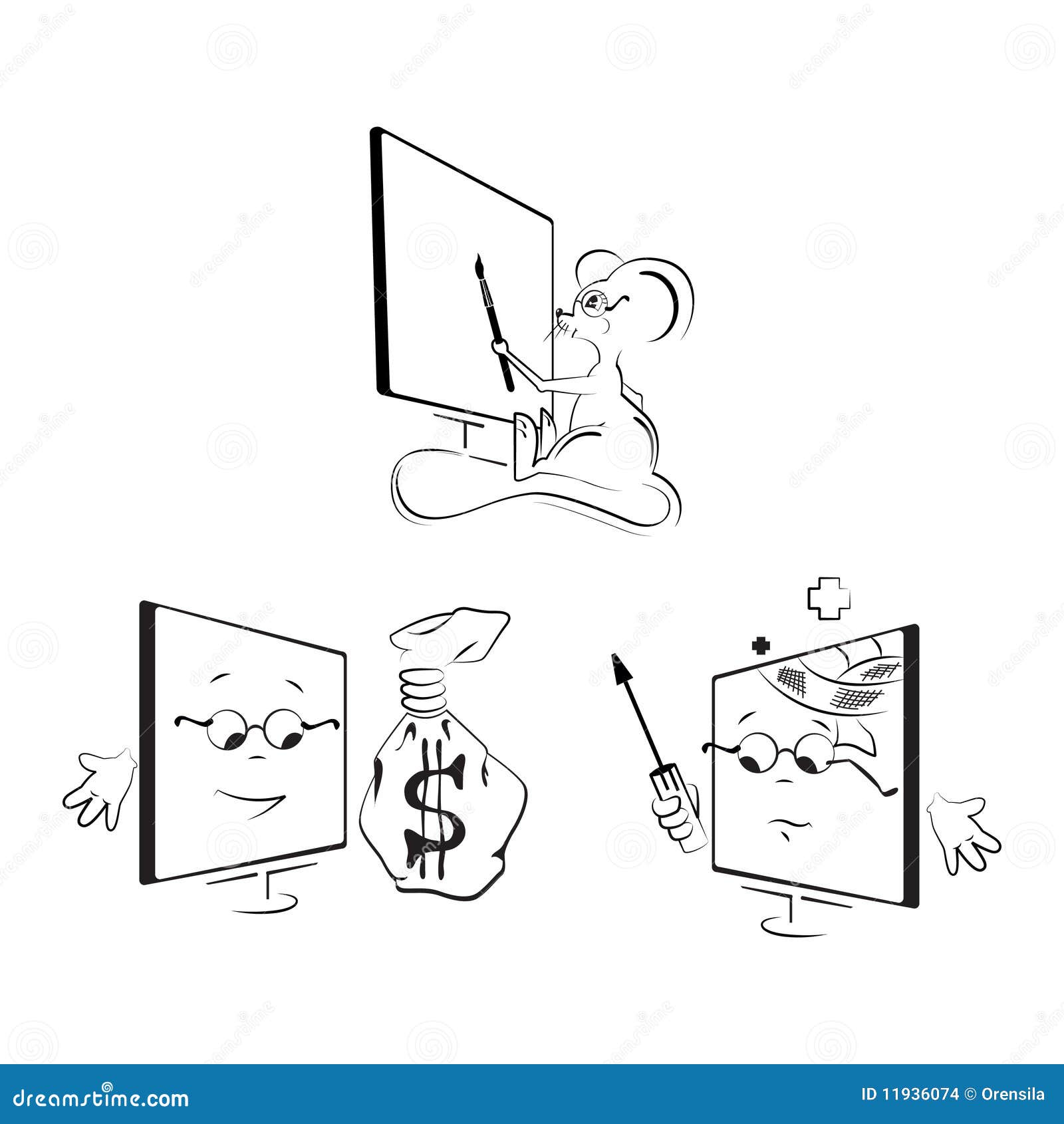 Computer is Sick, Drawing, Money Stock Vector - Illustration of laptop ...