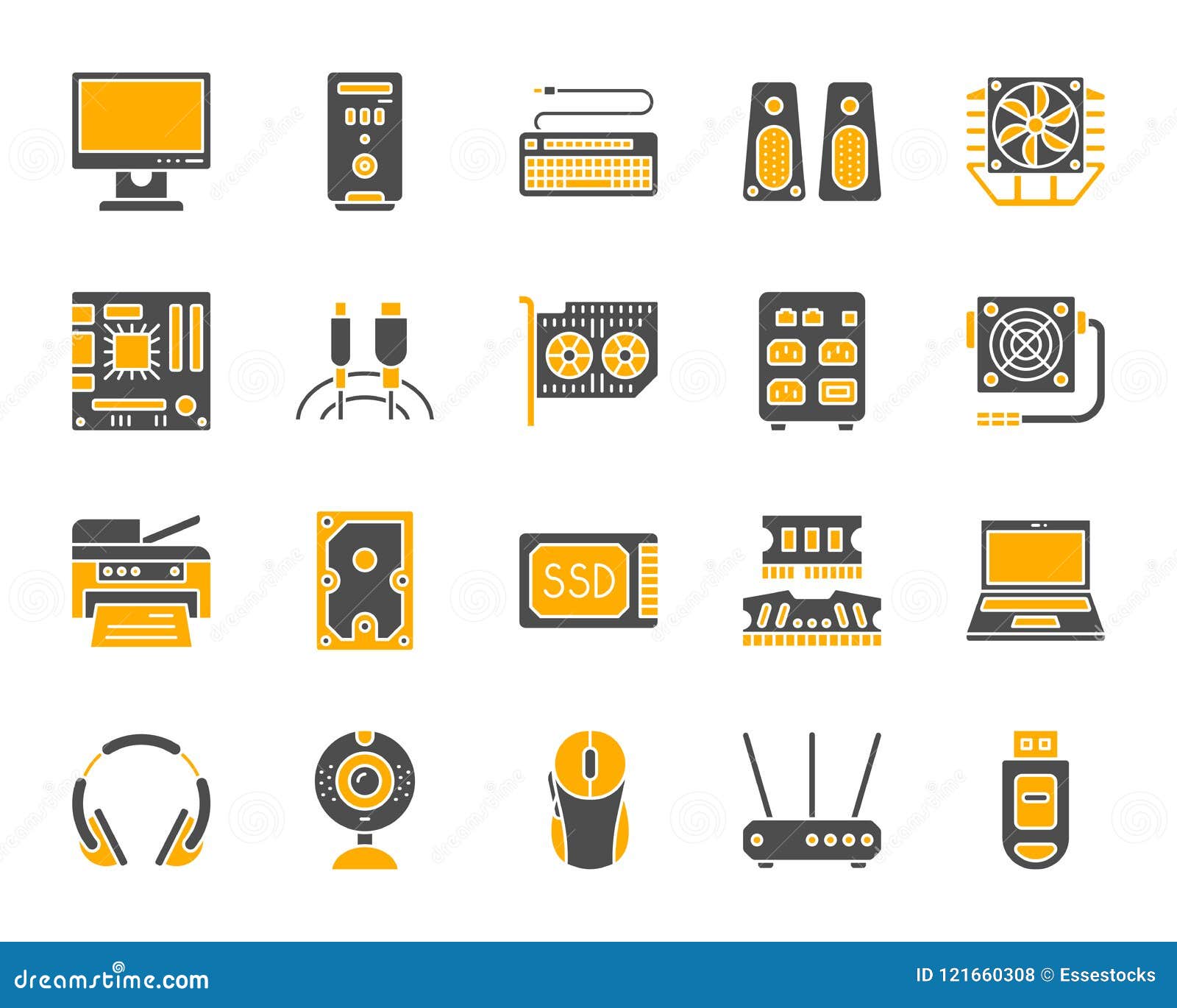 Computer Simple Color Flat Icons Vector Set Stock Vector - Illustration ...