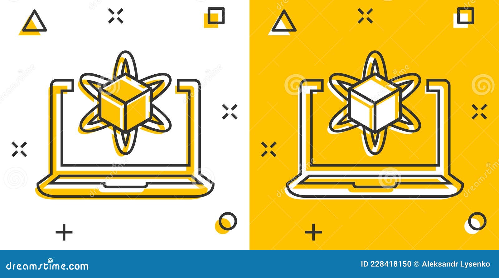 Computer Simulation Icon in Comic Style. Vr Device Vector Cartoon ...