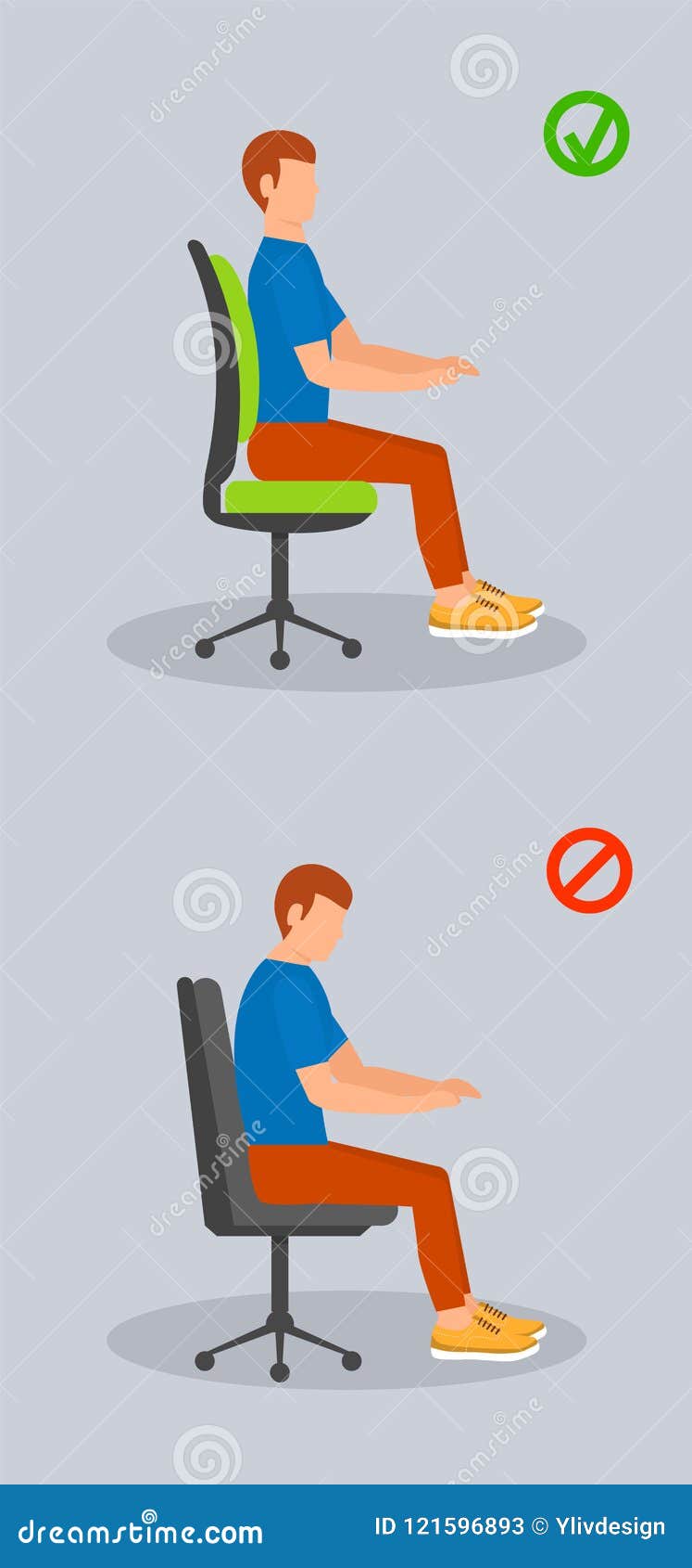 Computer Sit Position Banner Vertical, Flat Style Stock Vector ...