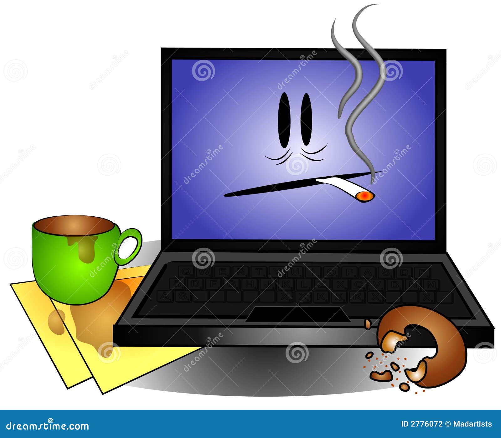 Computer Slob Smoking Mess stock illustration. Illustration of ...