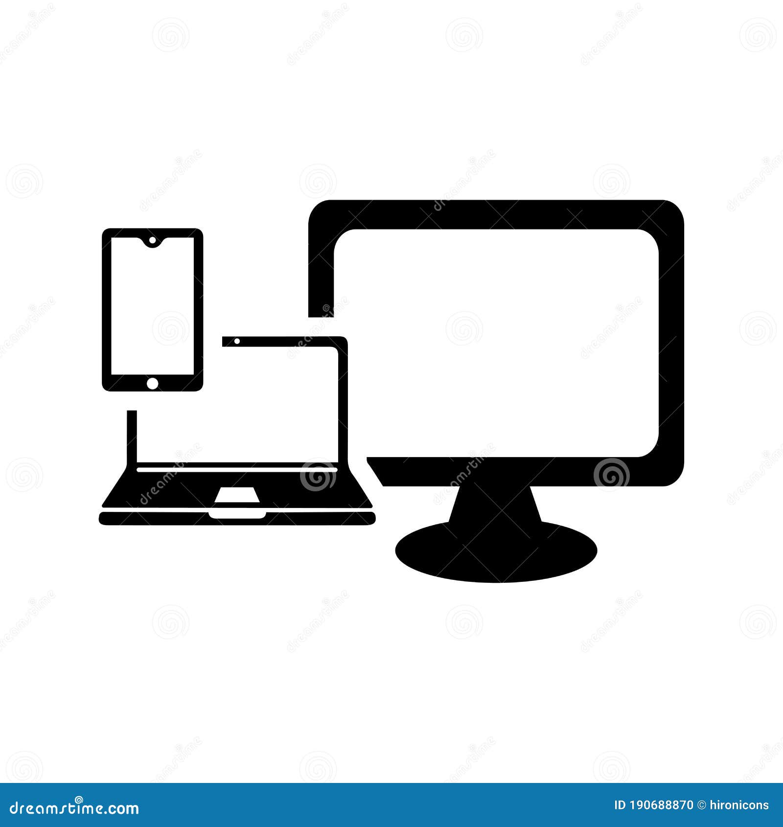 Computer, Smart Phone, Device Black Icon Stock Vector - Illustration of ...