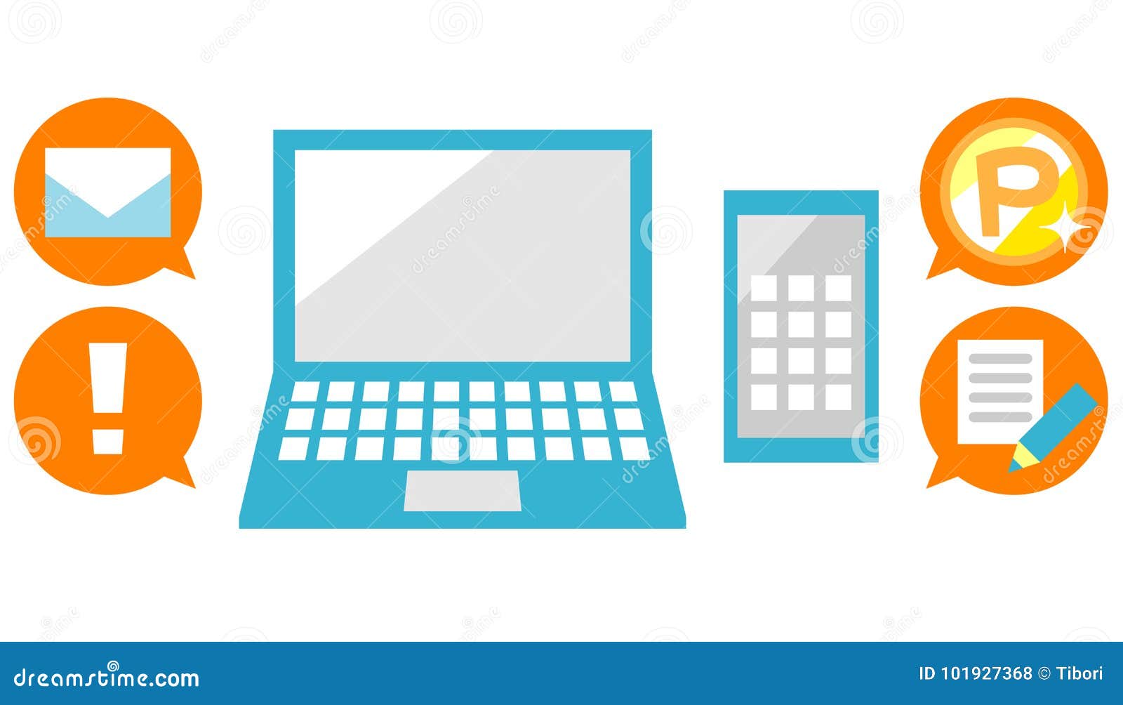 Computer and Smartphone, Icons Set Stock Illustration - Illustration of ...