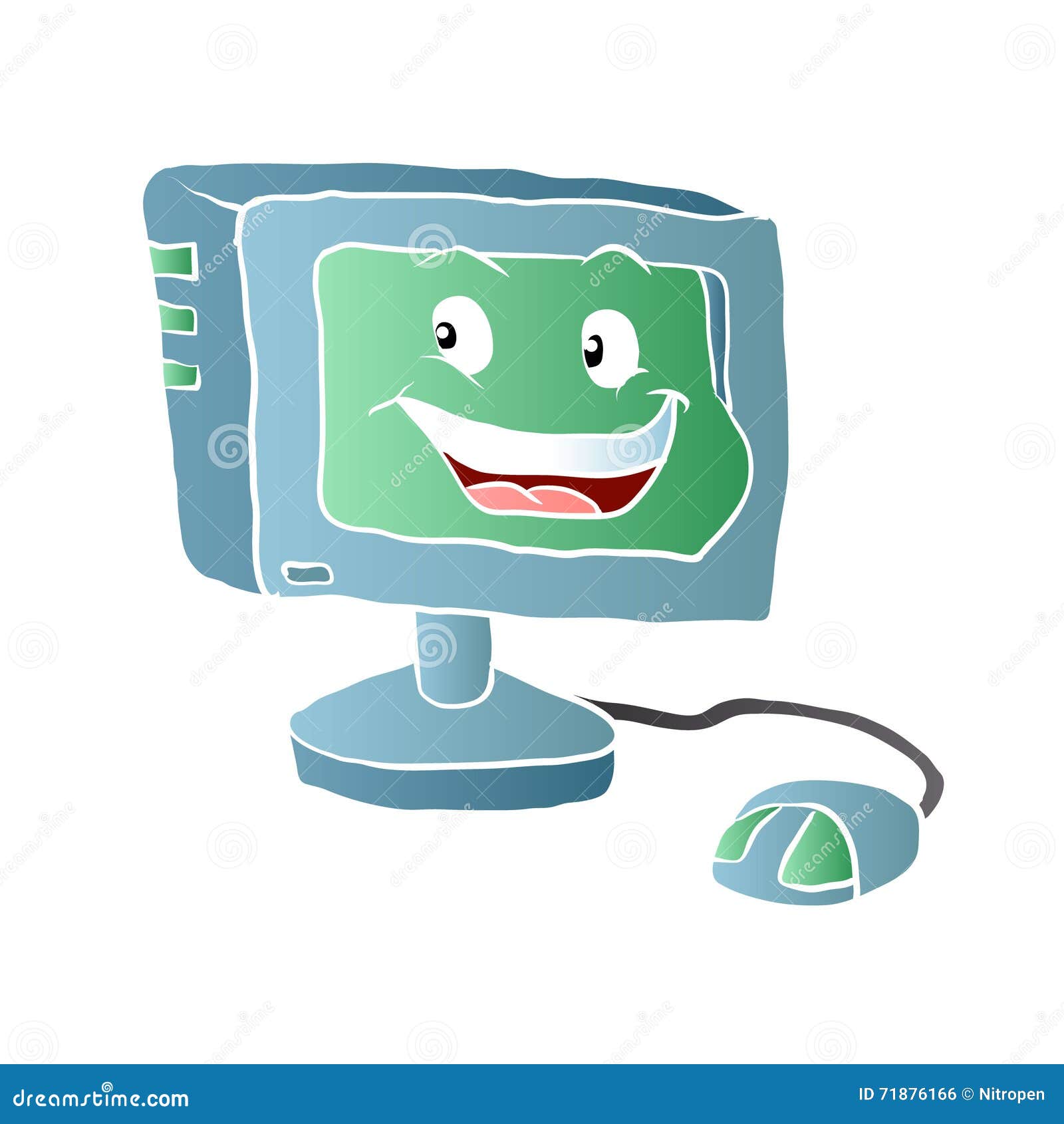 Computer Smile Cartoon stock vector. Illustration of communication ...