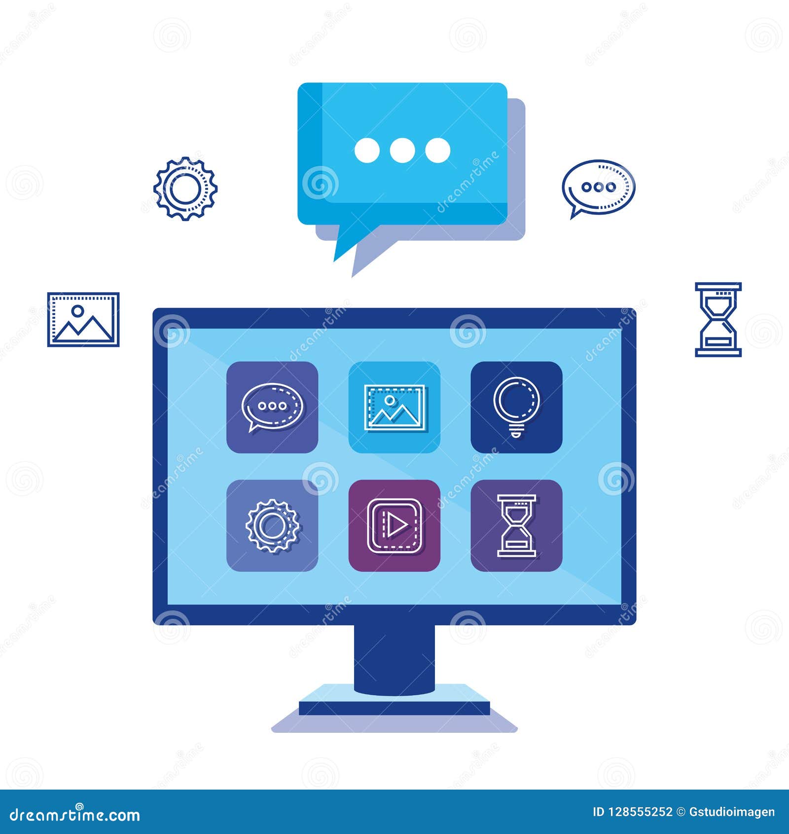 Computer with Social Media Icons Stock Vector - Illustration of ... Computer with Social Media Icons Stock Vector - Illustration of ...