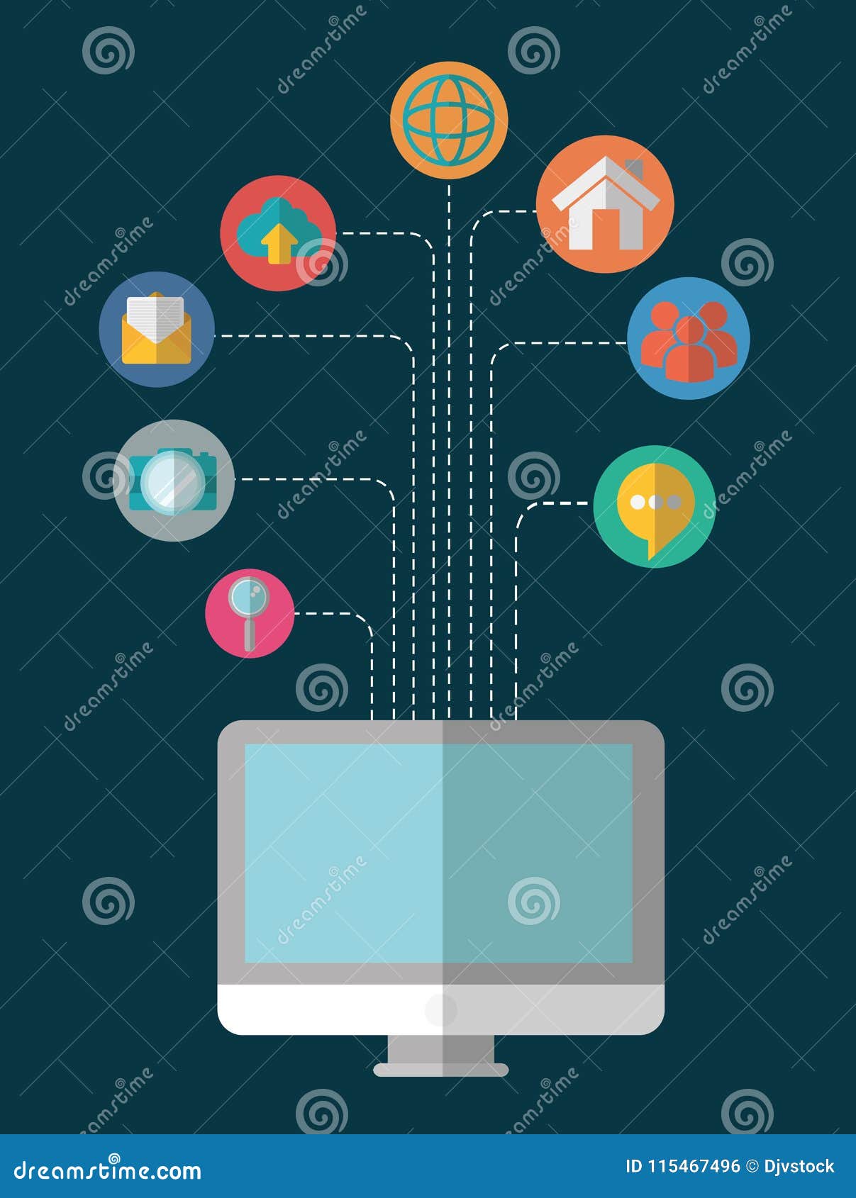 Computer Social Network Design Stock Vector - Illustration of computer ...