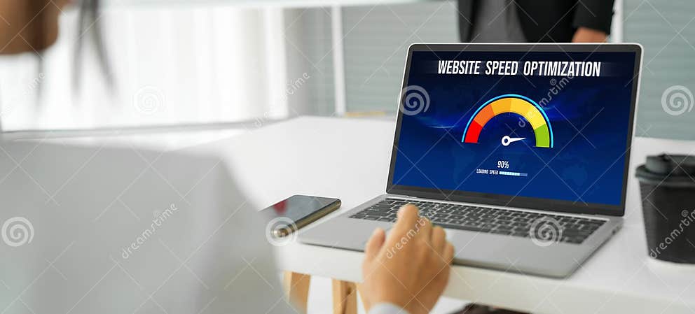 Computer Software Evaluating Website Loading Speed Snugly. Stock Photo - Image of transfer ...