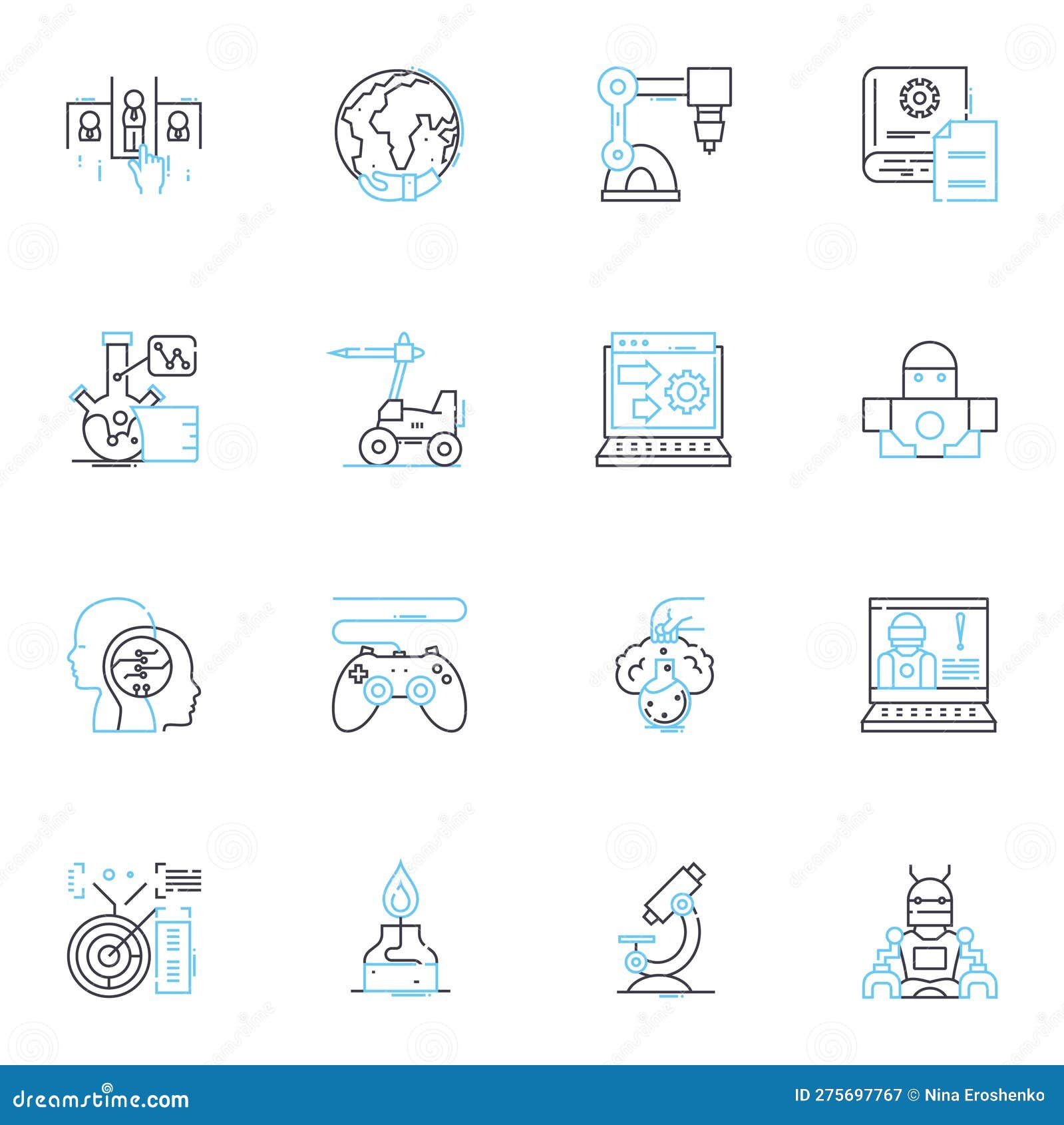 Computer Software Linear Icons Set Code Program Application Algorithm Interface Platform