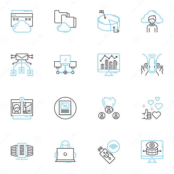 Computer Software Linear Icons Set Program Code Application 7180