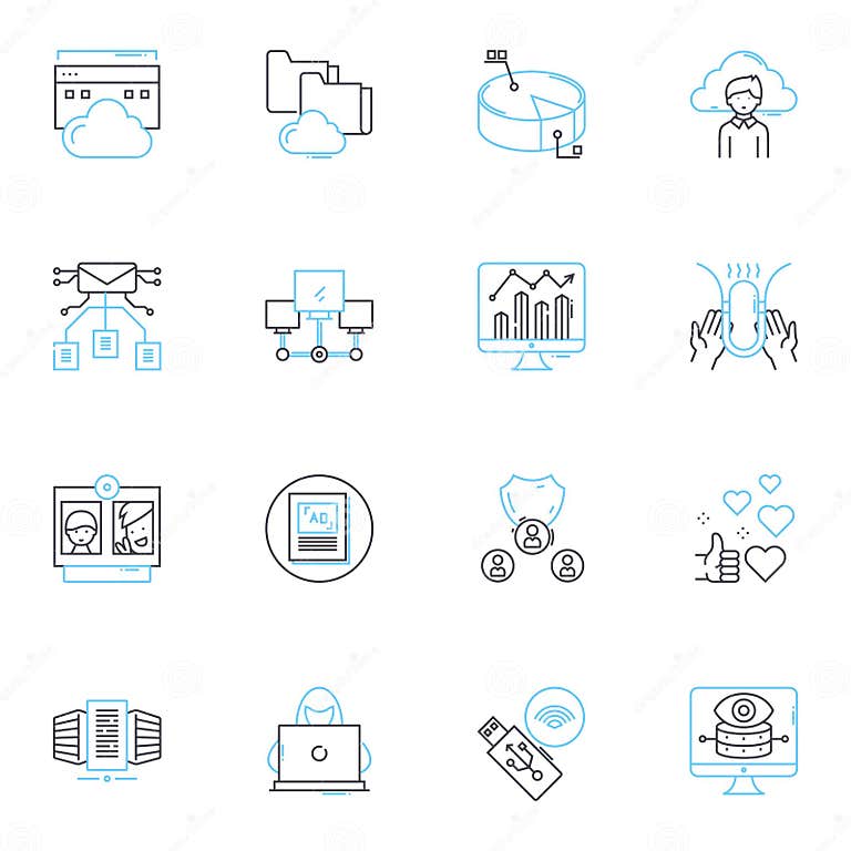 Computer Software Linear Icons Set Program Code Application Algorithm Database Compiler 7744