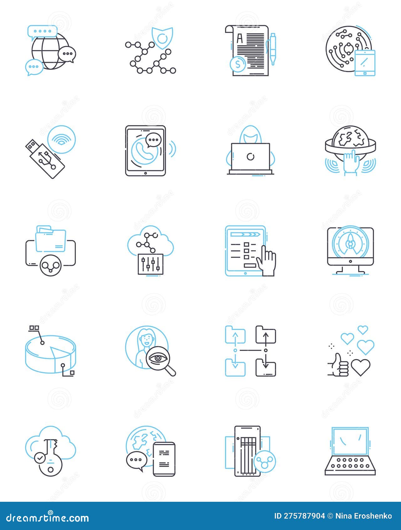 Computer Software Linear Icons Set Program Code Application Algorithm Database Compiler