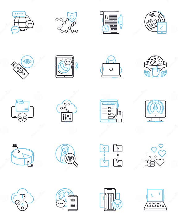 Computer Software Linear Icons Set. Program, Code, Application, Algorithm, Database, Compiler ...