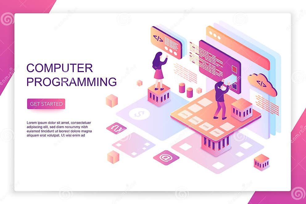 Computer Software Programming, Coding, Front End Development, Modern 3d ...