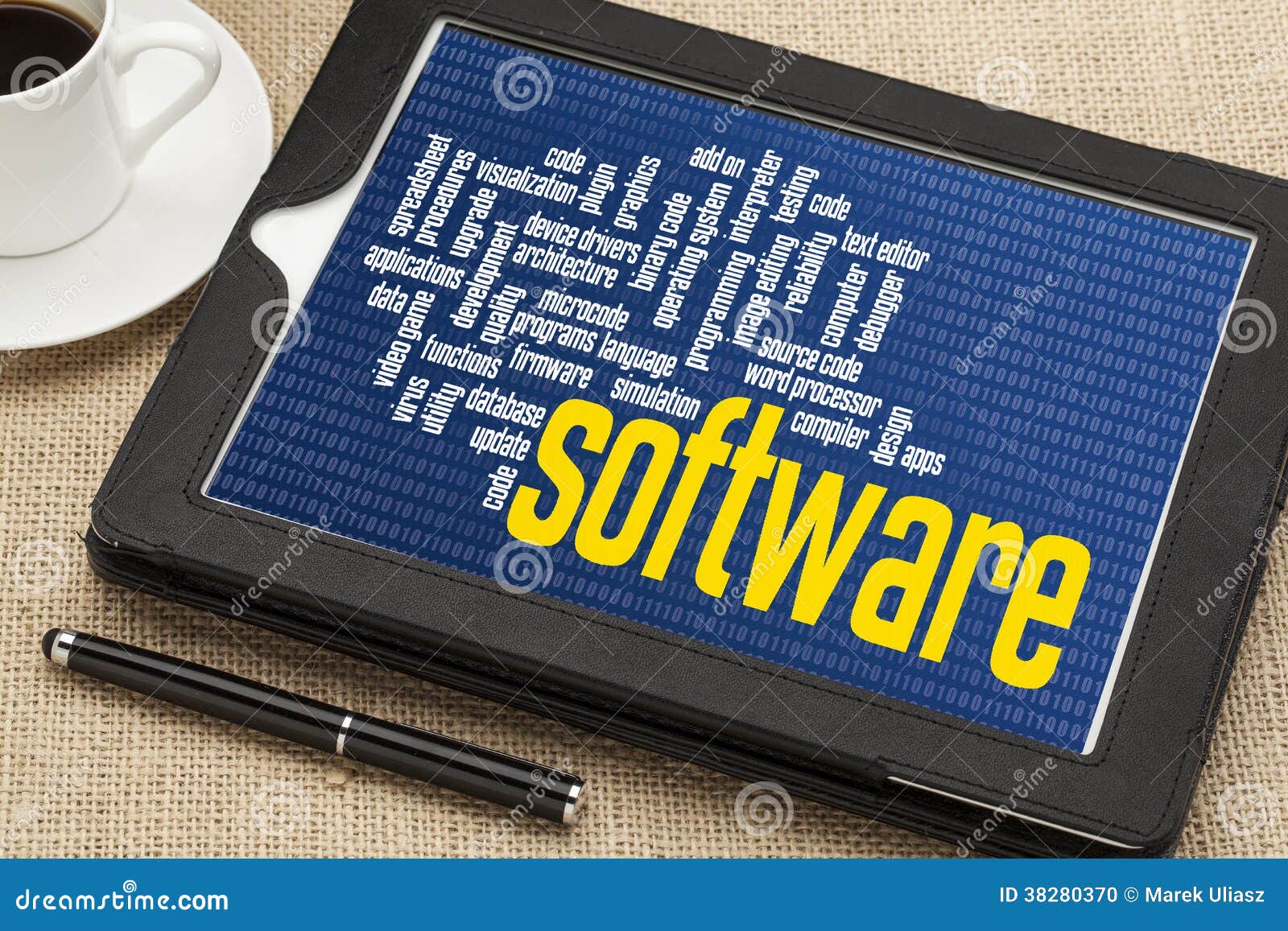 Computer Software Word Cloud Stock Photo - Image of yellow, software ...