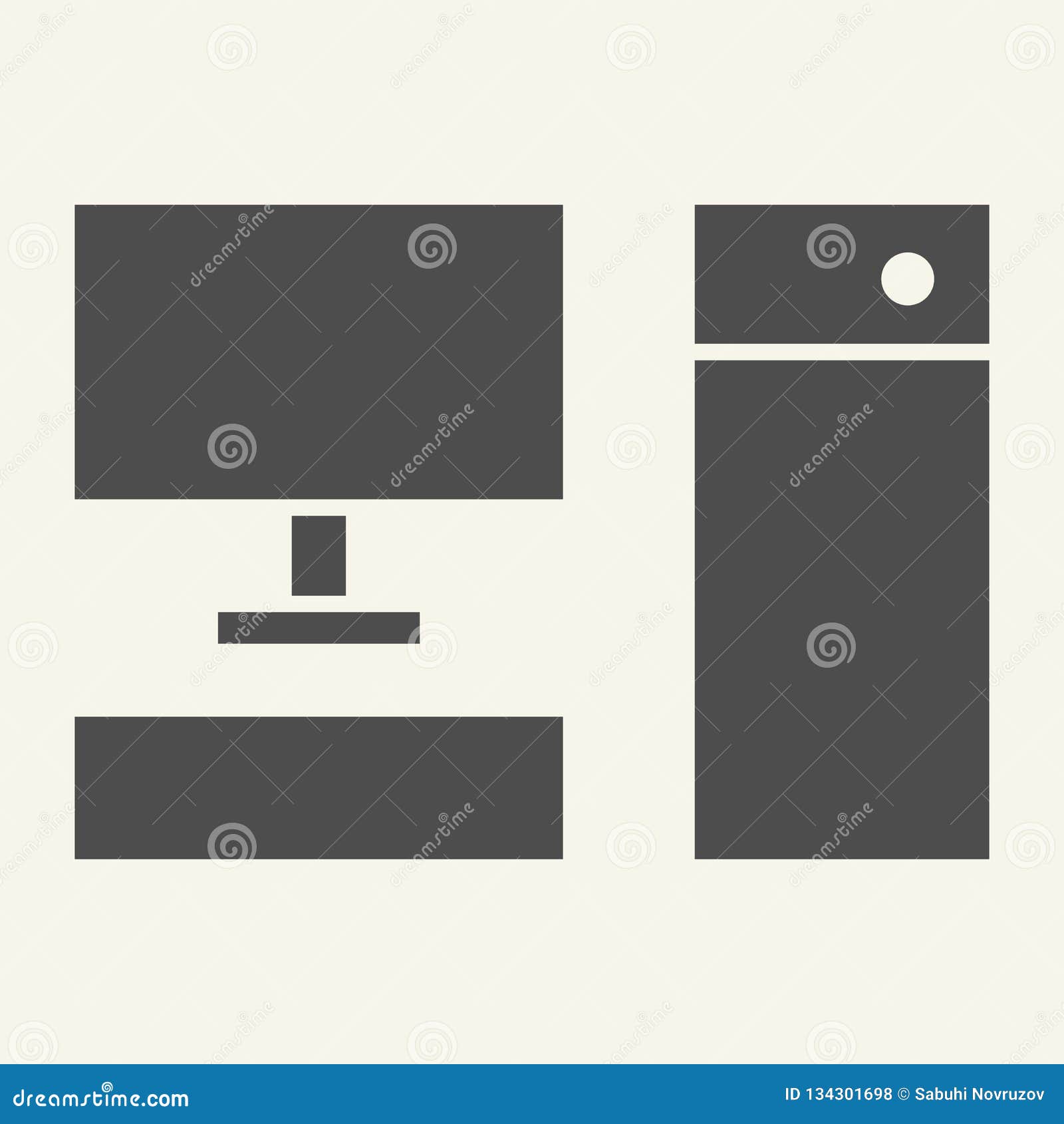 Computer Solid Icon. Pc Vector Illustration Isolated on White. Desktop ...