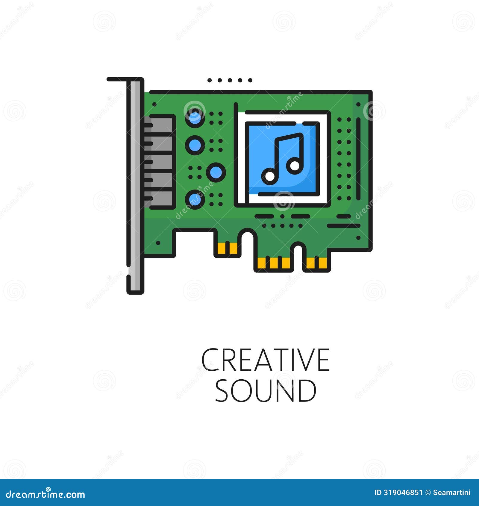 Computer Sound Card Software Color Outline Icon Stock Vector ...
