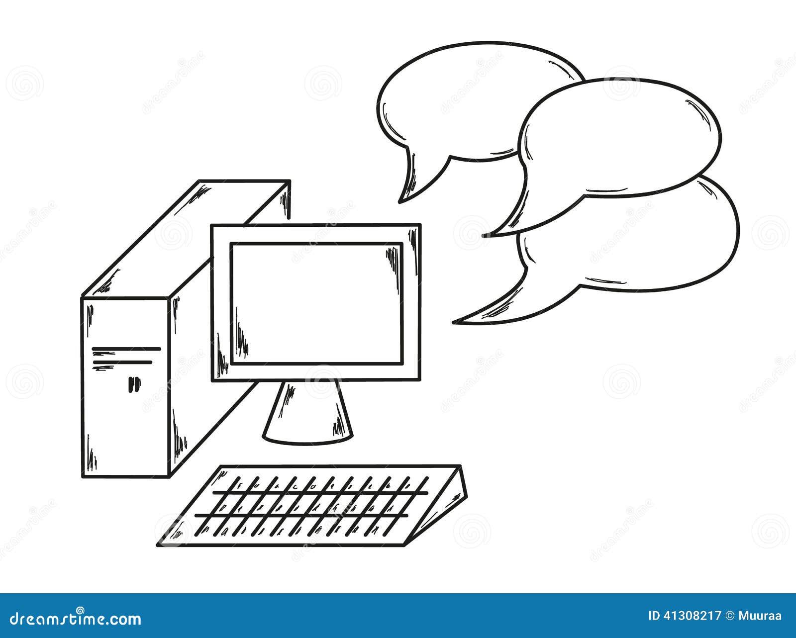 Computer and speak bubble stock vector. Illustration of message - 41308217