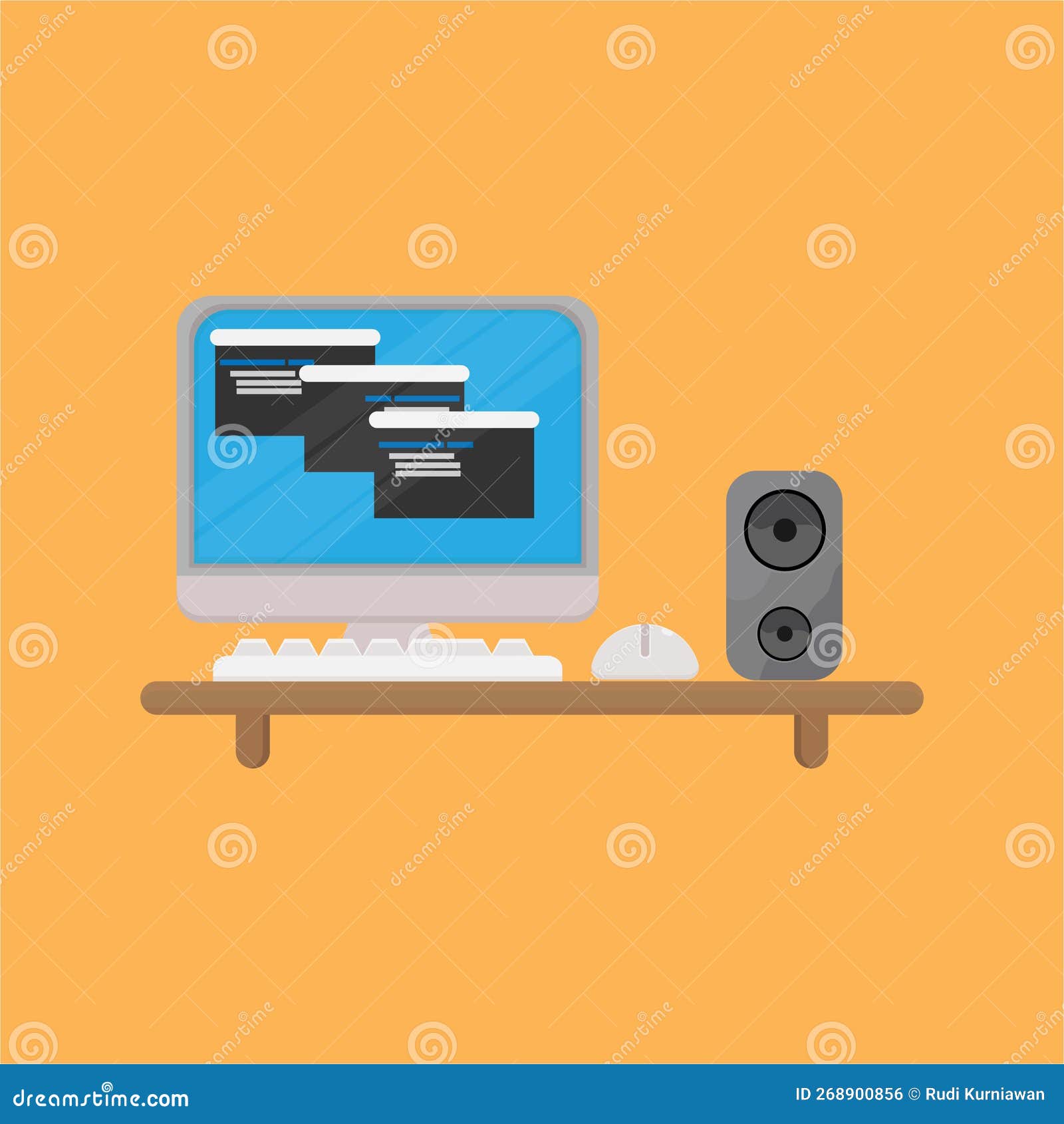 Computer, Speaker, and Keyboard Vector Illustration. Stock Vector ...