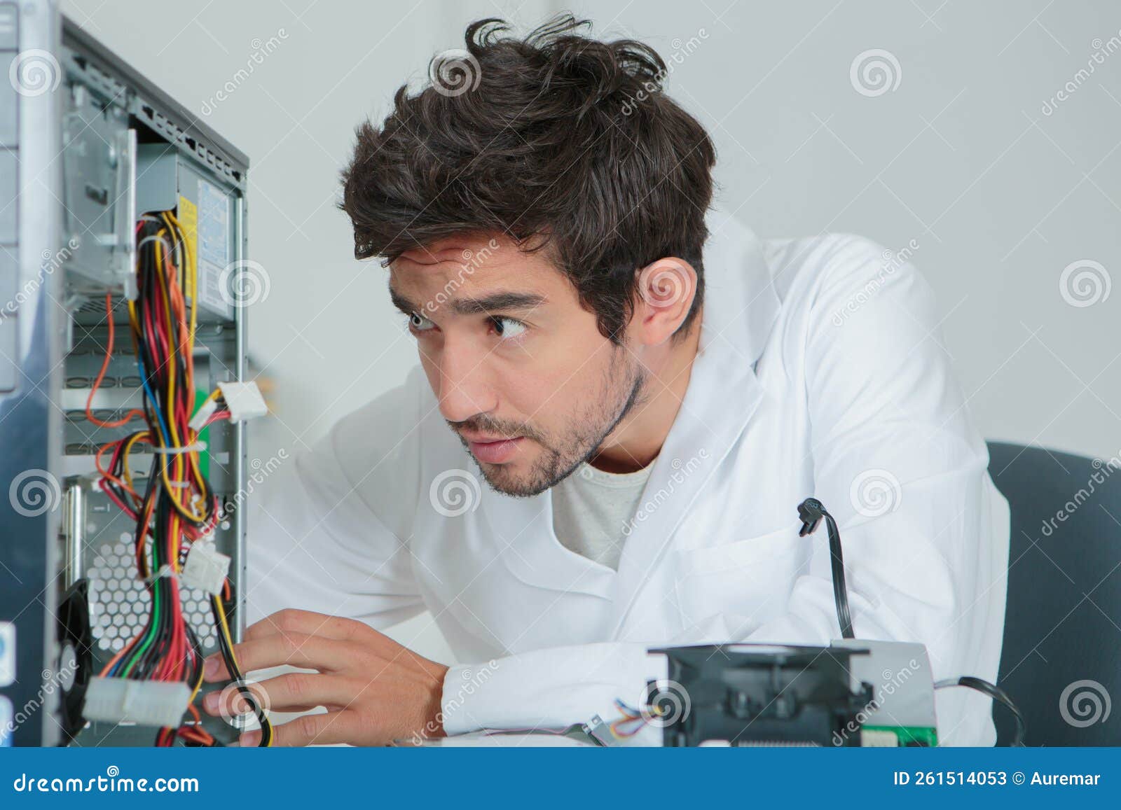 Computer Specialist Checking Central Unit Stock Image - Image of fixing ...