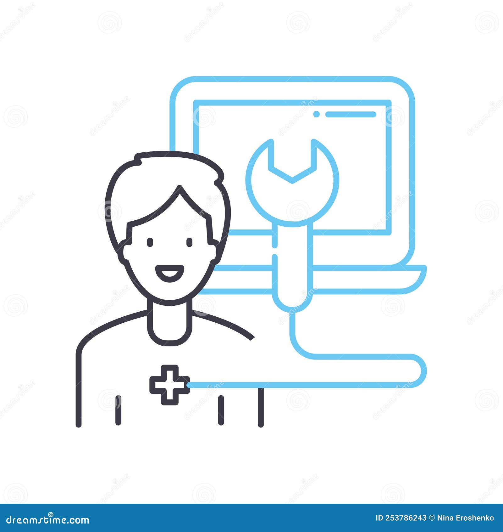Computer Specialist Line Icon, Outline Symbol, Vector Illustration ...
