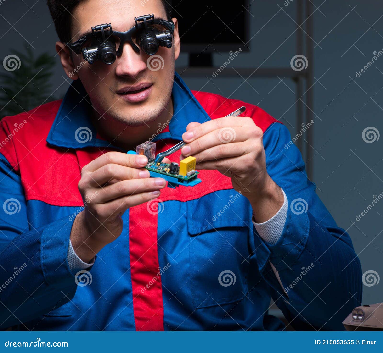 Computer Specialist Repairing PC Late at Night Stock Image - Image of ...