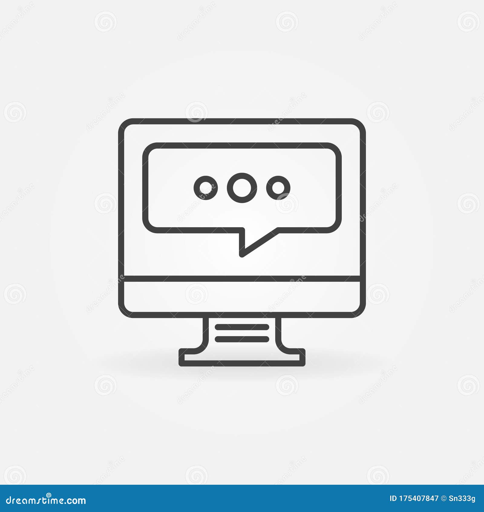 Computer with Speech Bubble Line Icon. Vector Messaging Symbol Stock ...