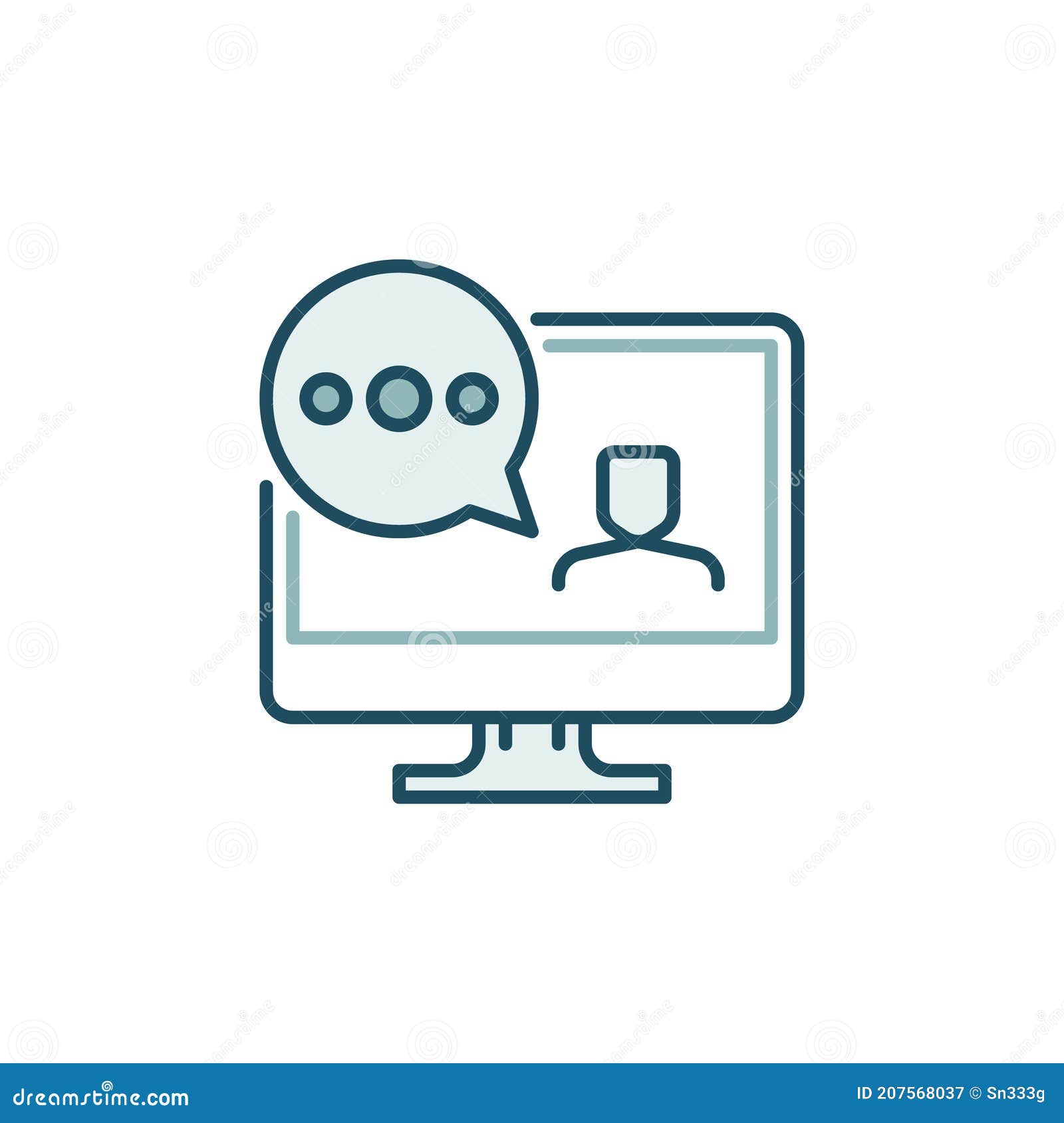 Computer with Speech Bubble Modern Colored Vector Icon Stock ...