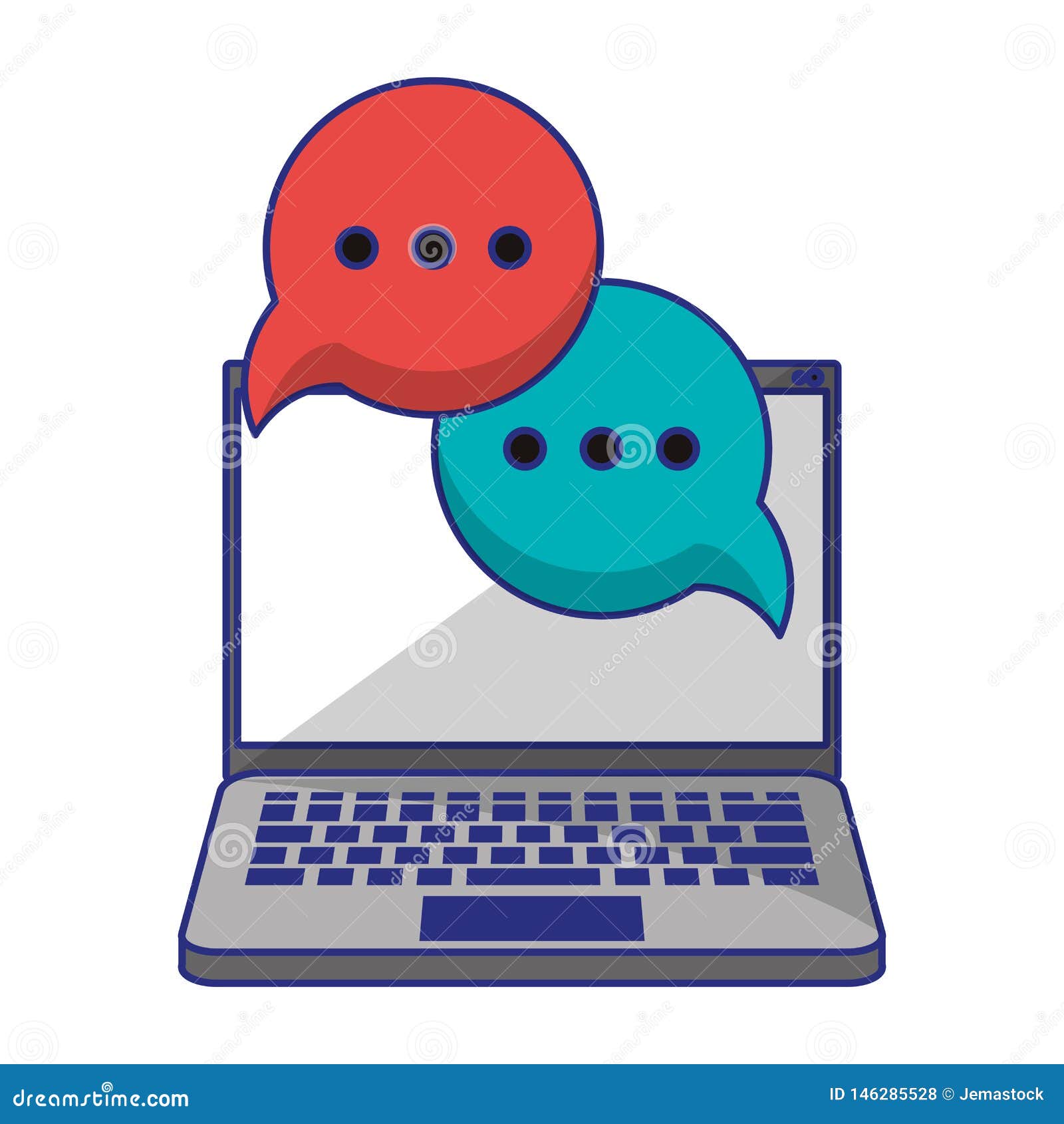 Computer with Speech Bubbles Stock Vector - Illustration of workplace ...