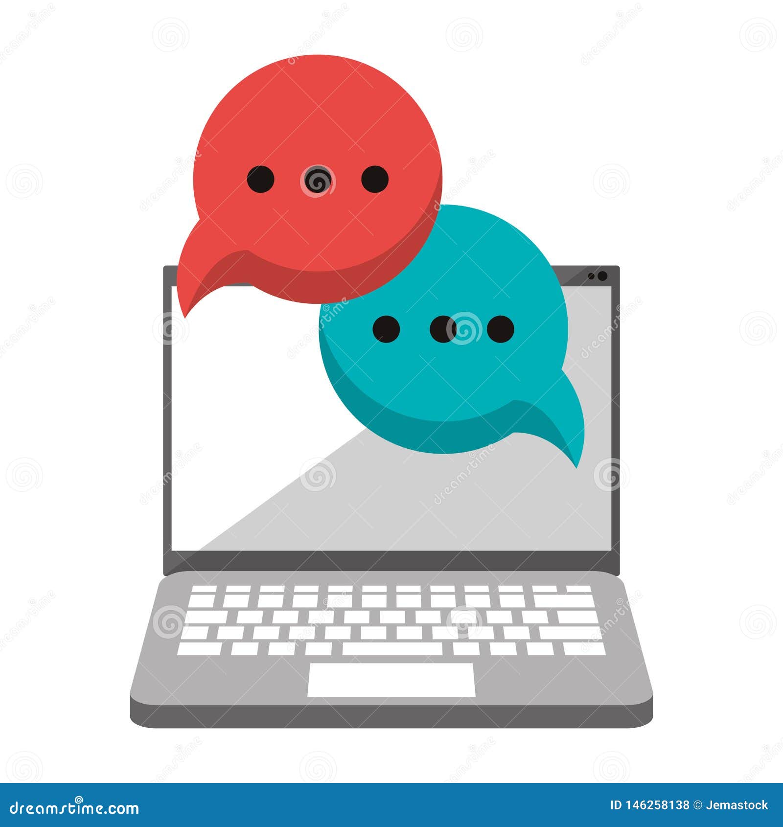 Computer with Speech Bubbles Stock Vector - Illustration of equipment ...