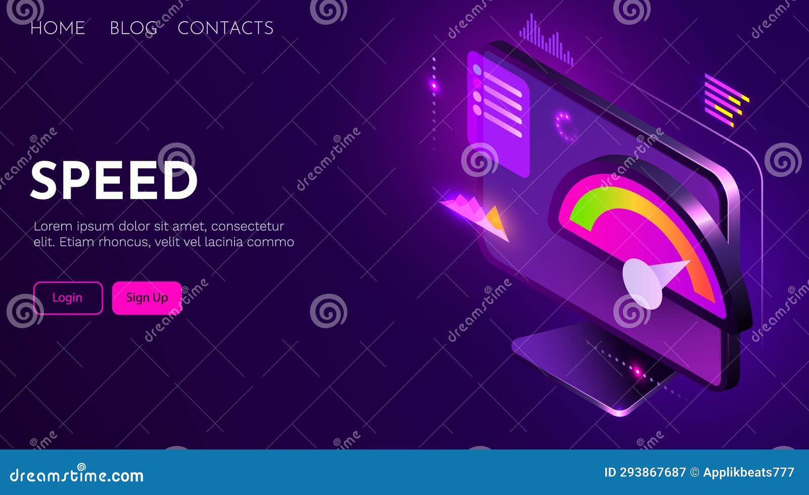 Computer Speed Analysis. Processor Acceleration Stock Vector - Illustration of load, power ...