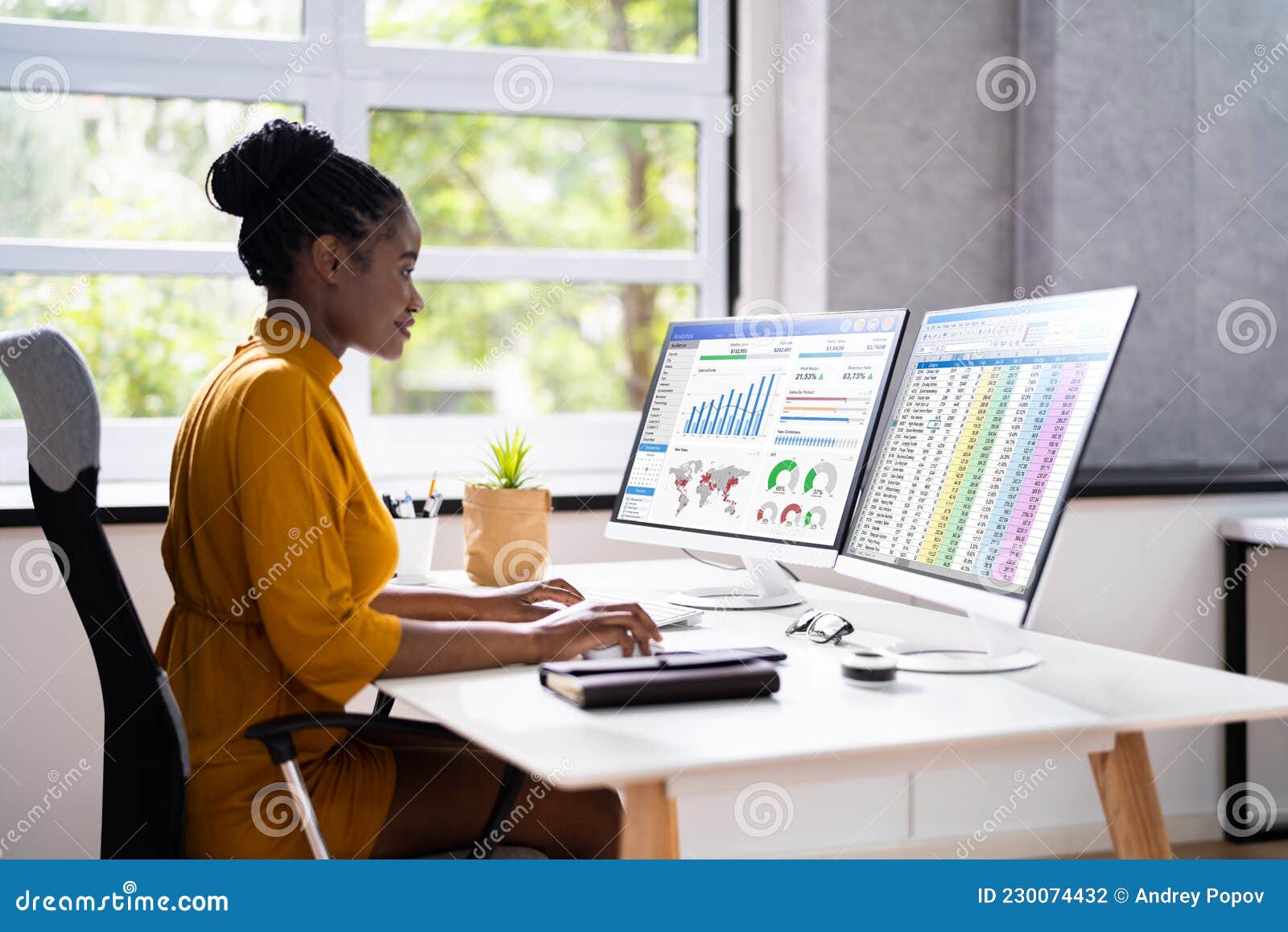 Data Analyst Working On Business Analytics Dashboard With Charts ...