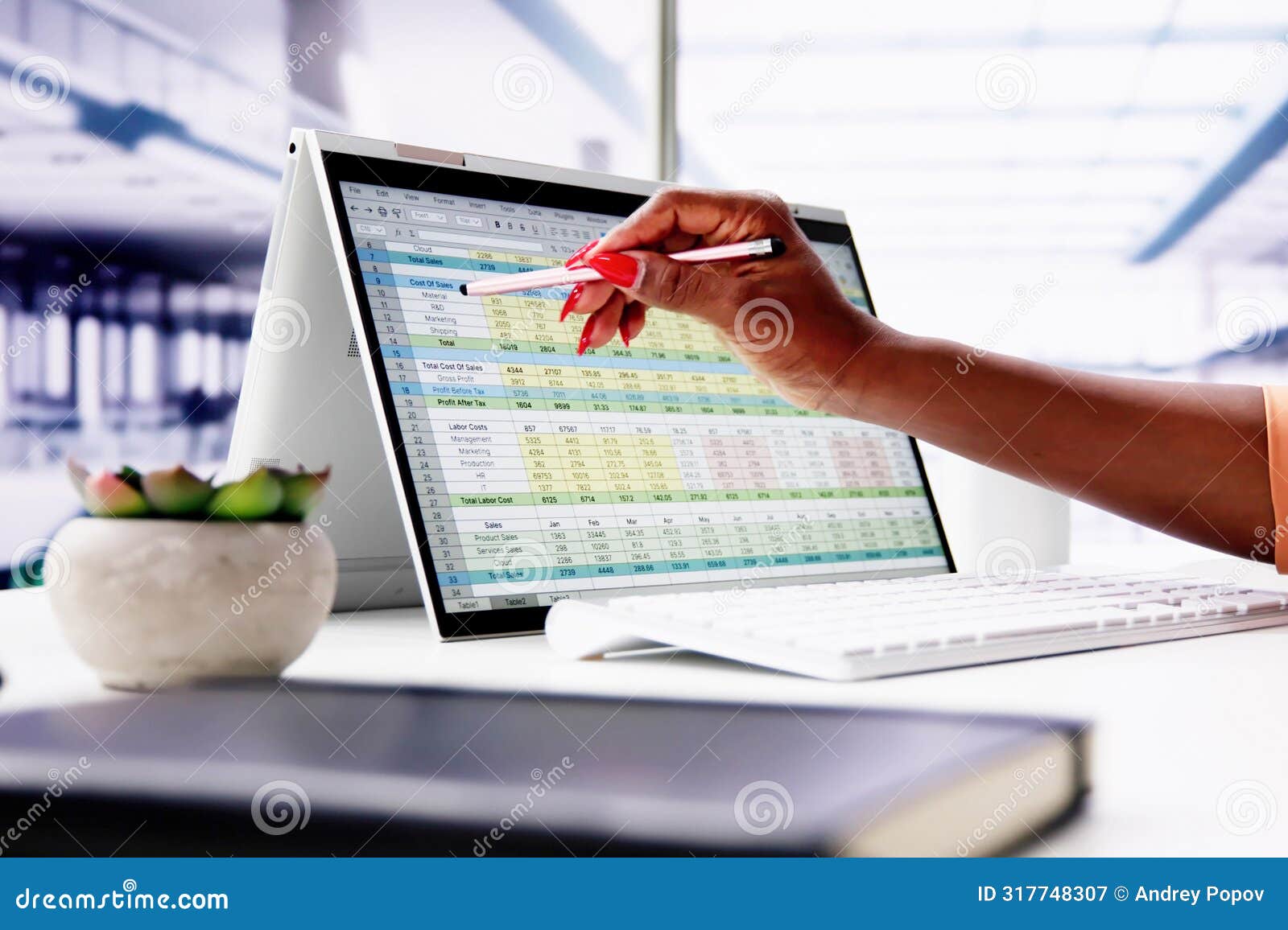 Computer Spreadsheet Data Analyst Woman Stock Image - Image of ...