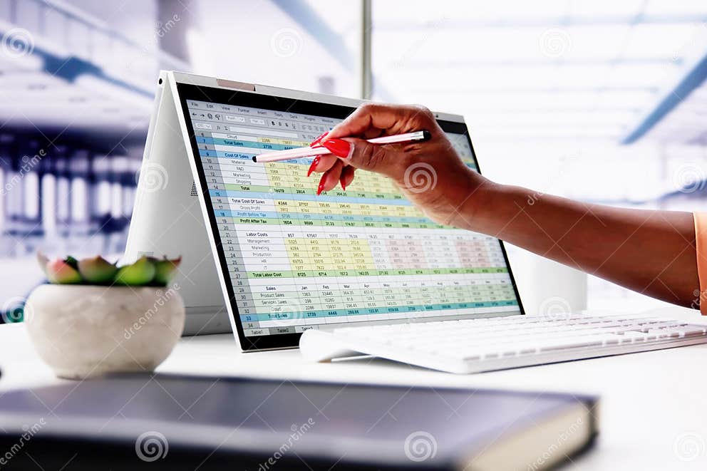 Computer Spreadsheet Data Analyst Woman Stock Image - Image of ...