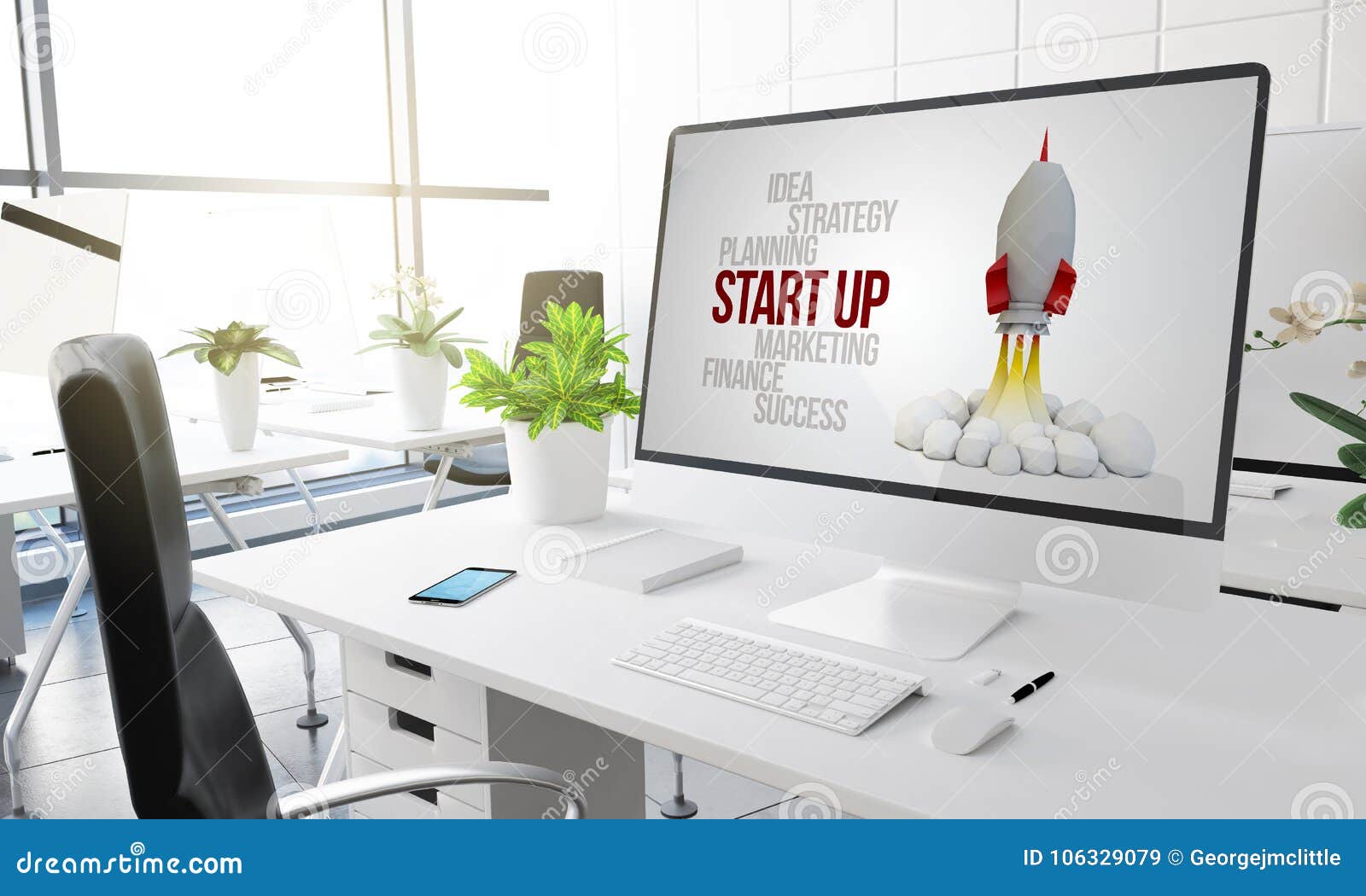 Computer office start up stock illustration. Illustration of isolated ...