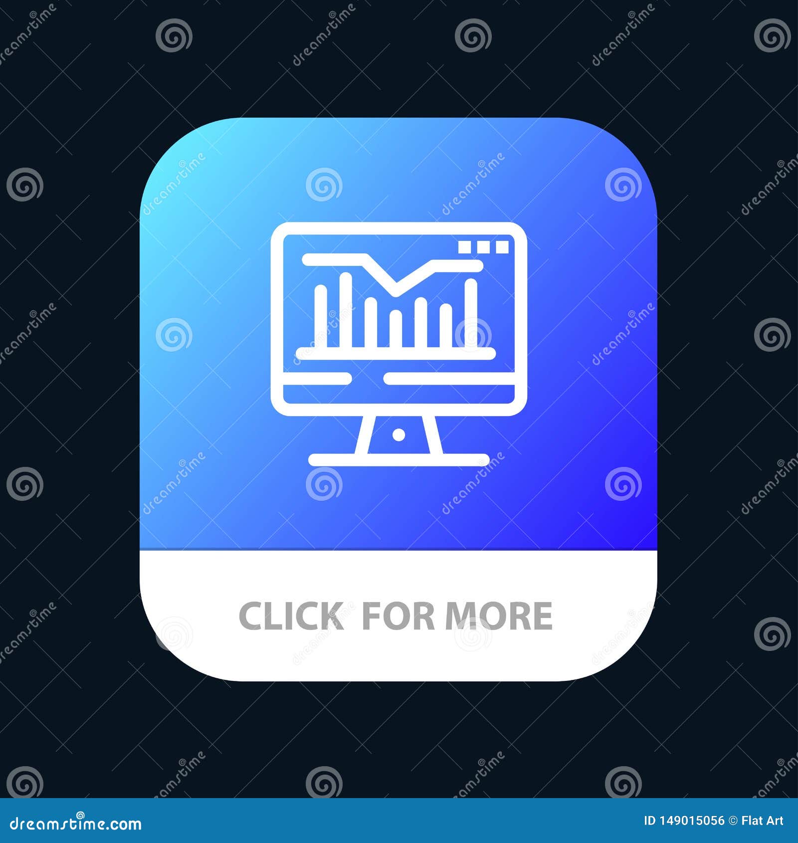 Computer Static Graph Monitor Mobile App Button Android And Ios