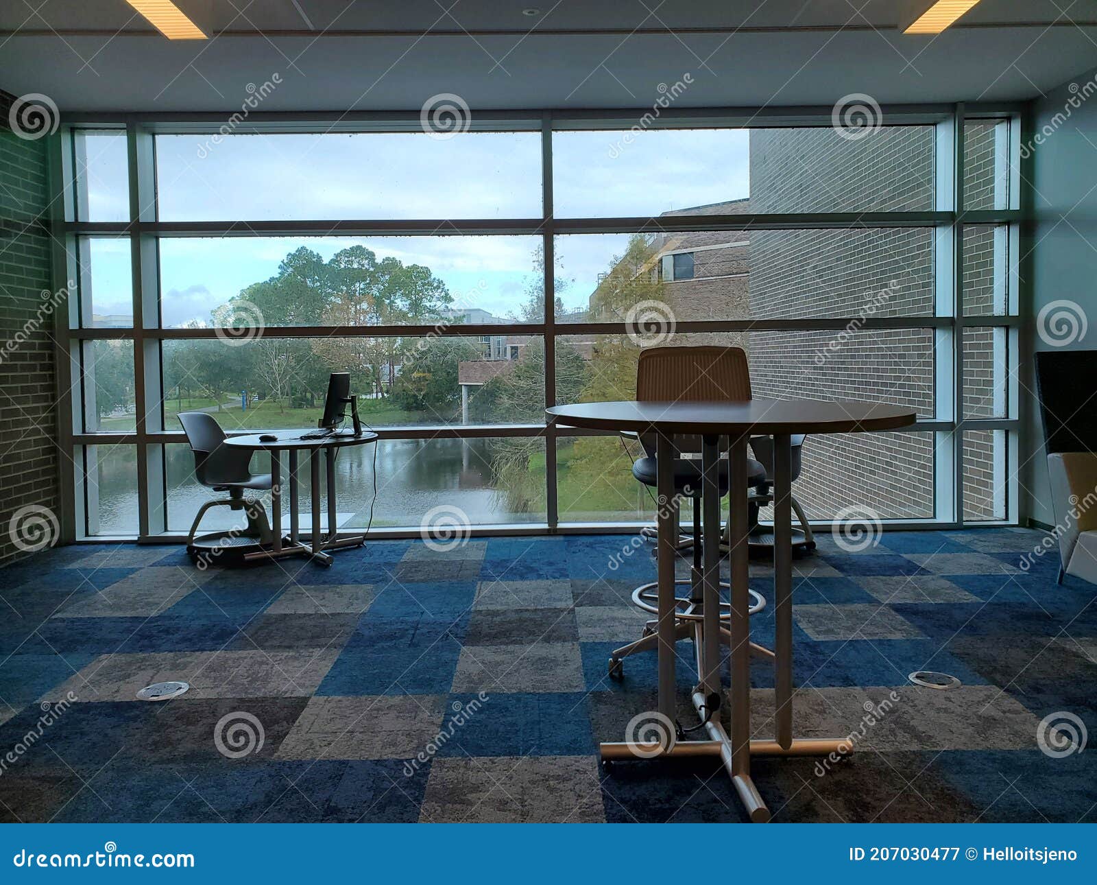 Computer Station at Library Editorial Photography - Image of wood ...