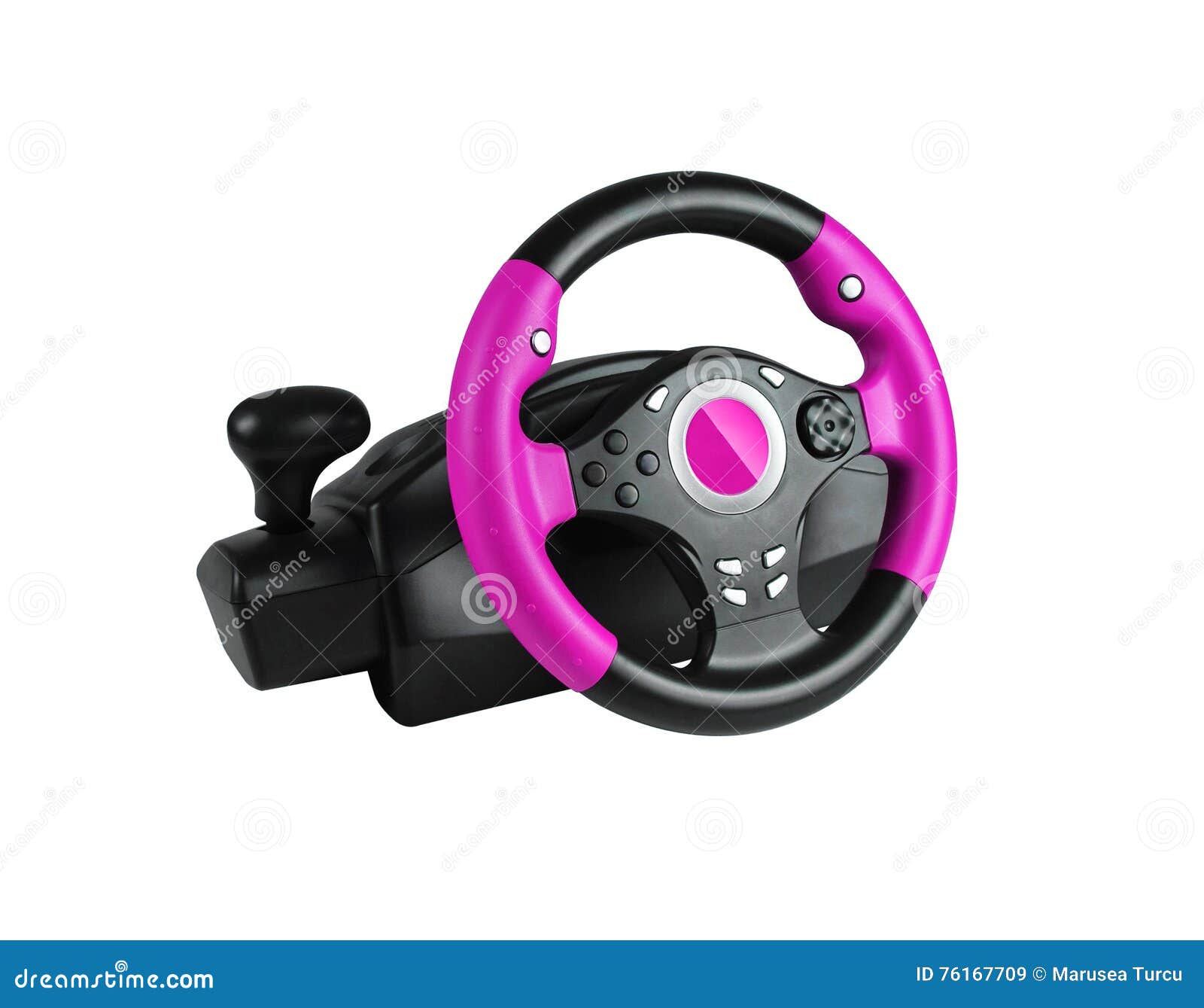 Computer Steering Wheel. Isolated on White. Stock Image - Image of push ...