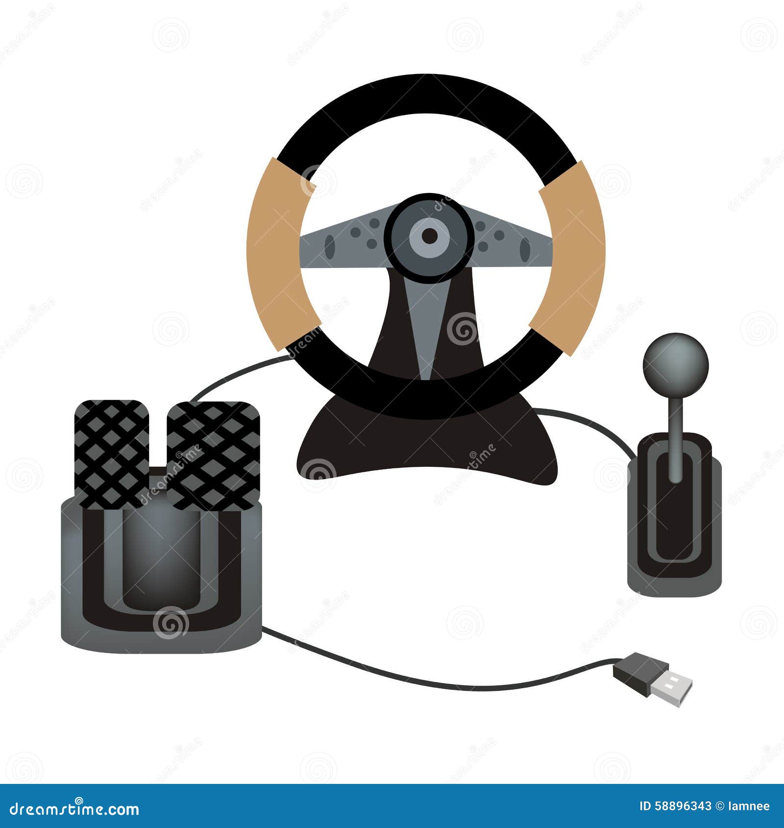 Computer Steering Wheel on a White Background Stock Vector ...