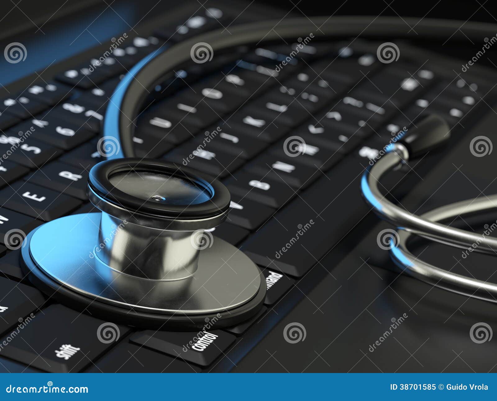 Computer and stethoscope stock illustration. Illustration of instrument ...