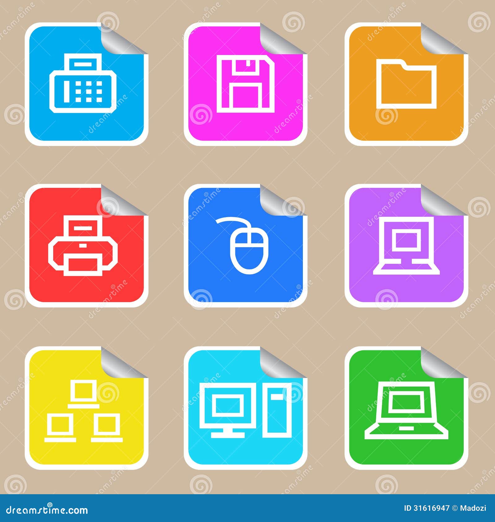 Computer sticker icon set stock illustration. Illustration of ...