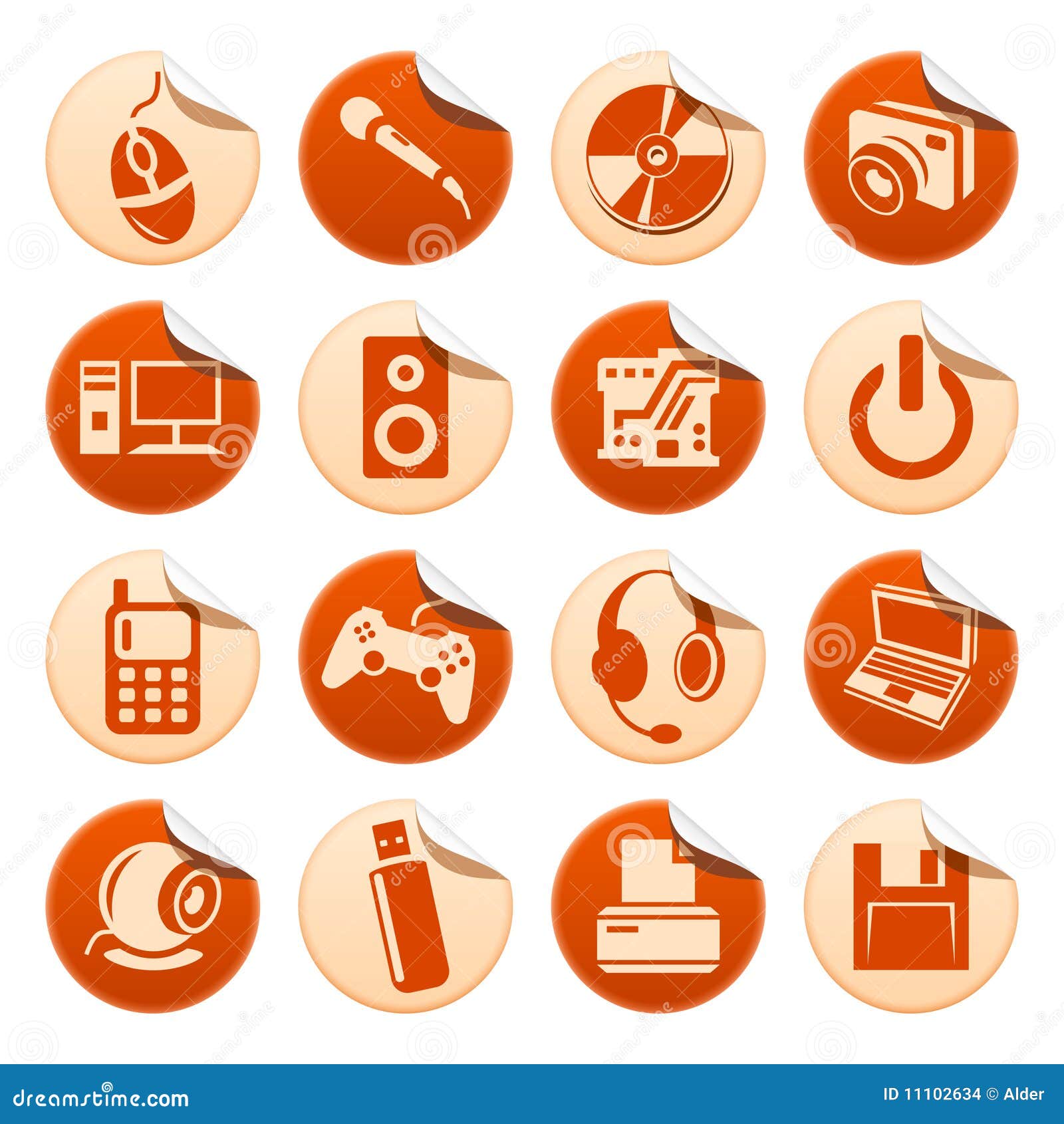 Computer stickers stock vector. Illustration of audio - 11102634