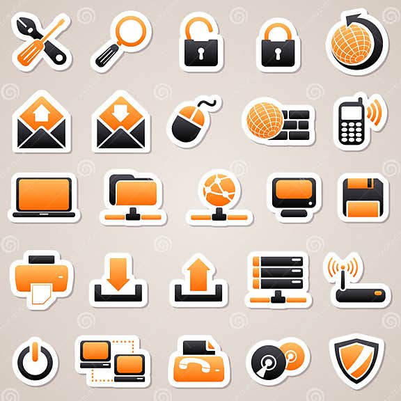 Computer stickers stock vector. Illustration of protocol - 31877340