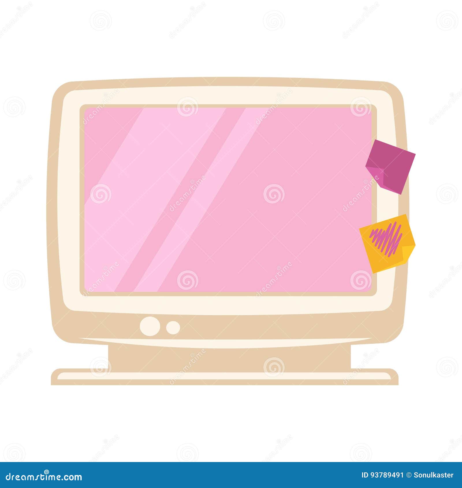 Computer with stickers stock vector. Illustration of notes - 93789491
