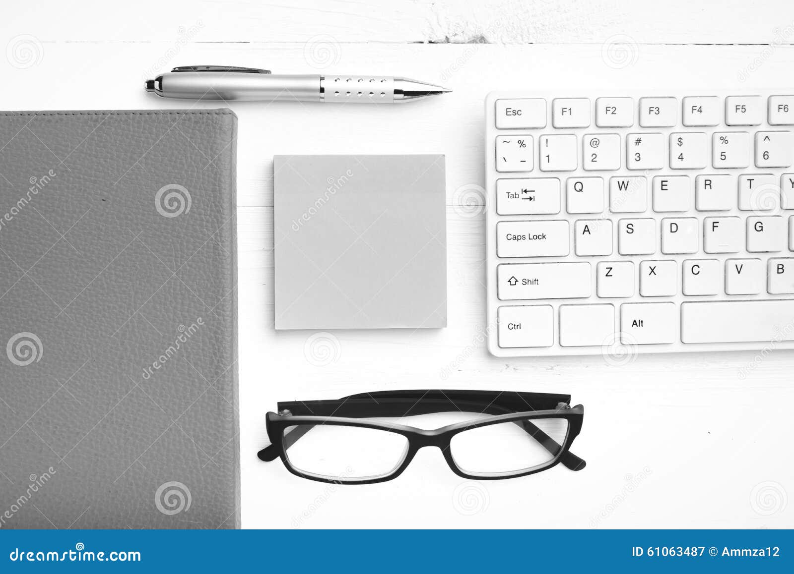 Computer and Sticky Note Black and White Color Style Stock Image ...